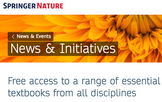Springer Nature provides free access to 500 key textbooks